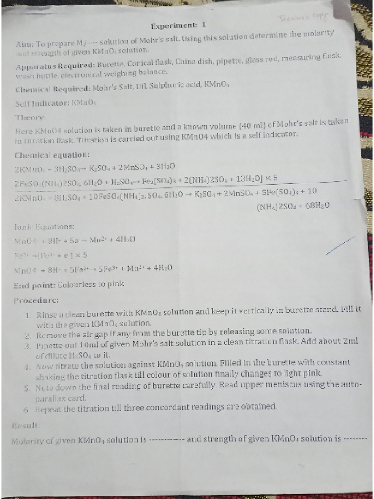 Chem Practical A4 | PDF