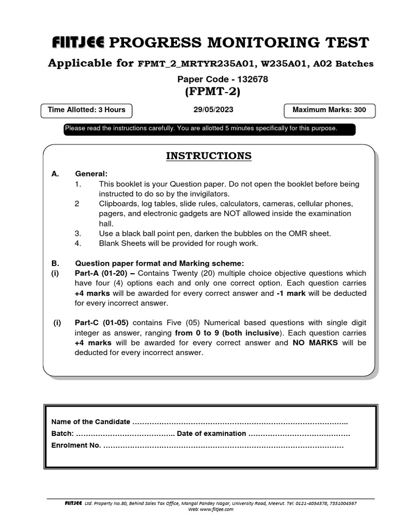 FPMT 2 Mrtyr235a01, W235a01, A02 | PDF | Force | Chemistry