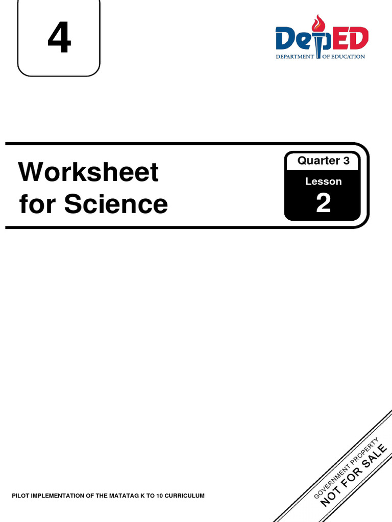 WS 3 - Q3 - Science 4 - Lesson 2 - Weeks 4-5 | PDF | Learning