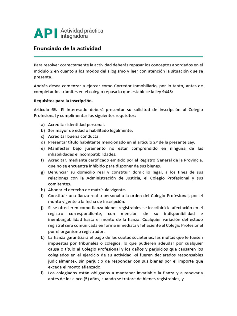 API2 - Enunciado de La Actividad | PDF | Justicia | Crimen y violencia
