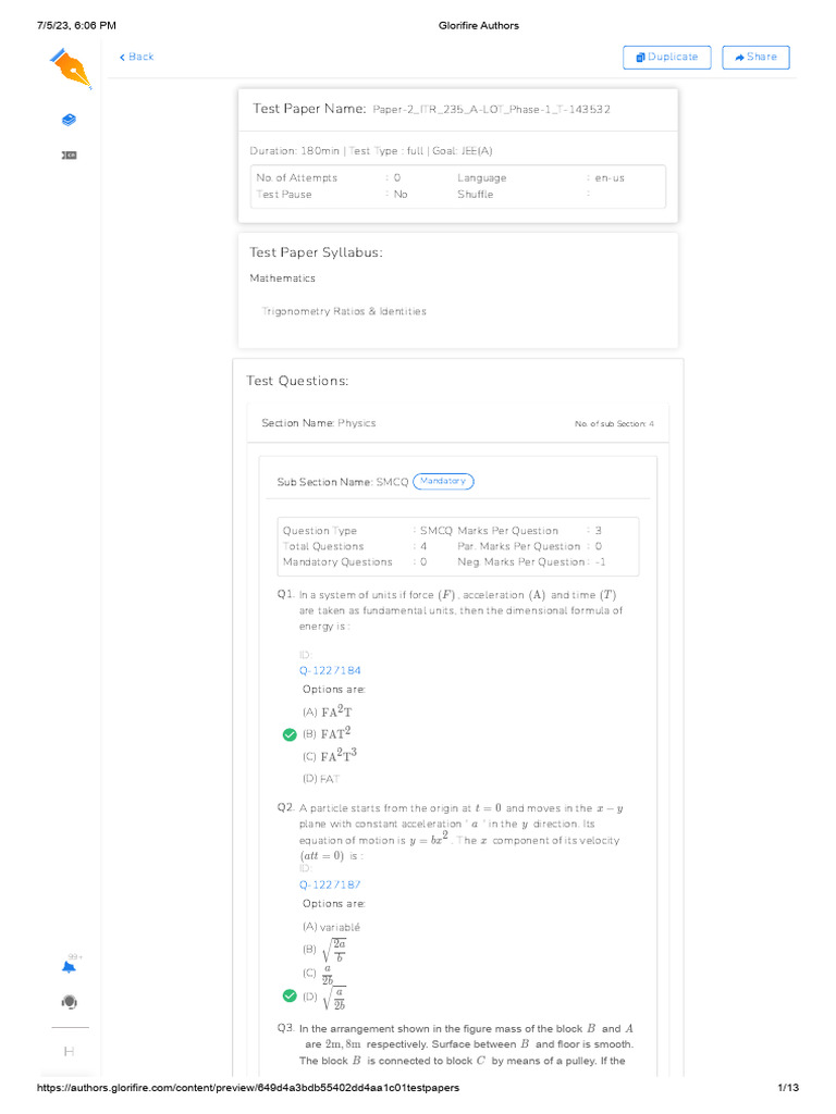 Paper-2 ITR 235 A-LOT Phase-1 T-143532 | PDF | Force | Friction