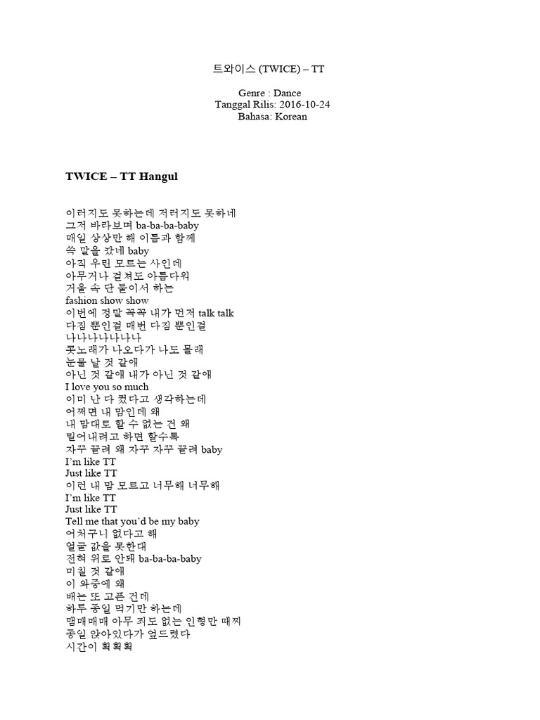 TWICE - TT Lyrics & Translation | PDF