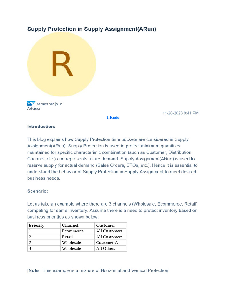 Supply Protection in Supply Assignment | PDF | Demand | E Commerce
