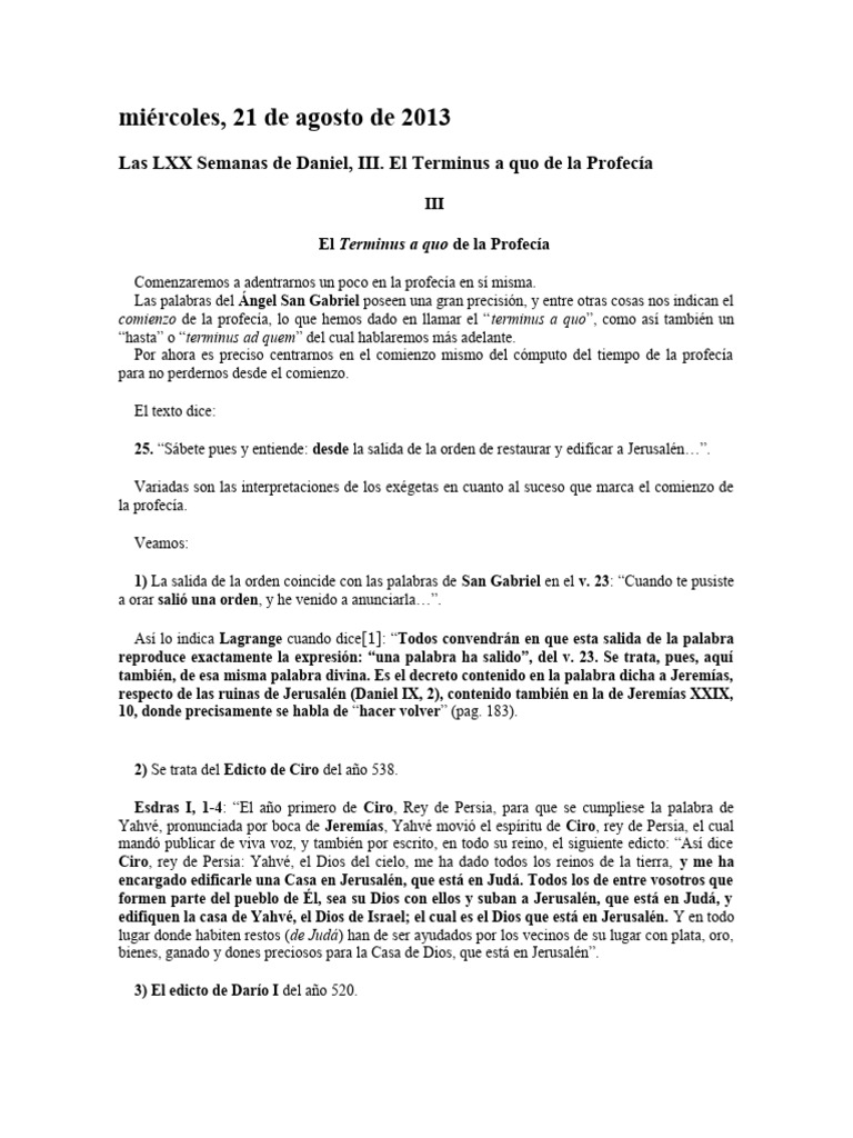 Terminus a quo en las 70 Semanas de Daniel | PDF | Templo en jerusalén ...