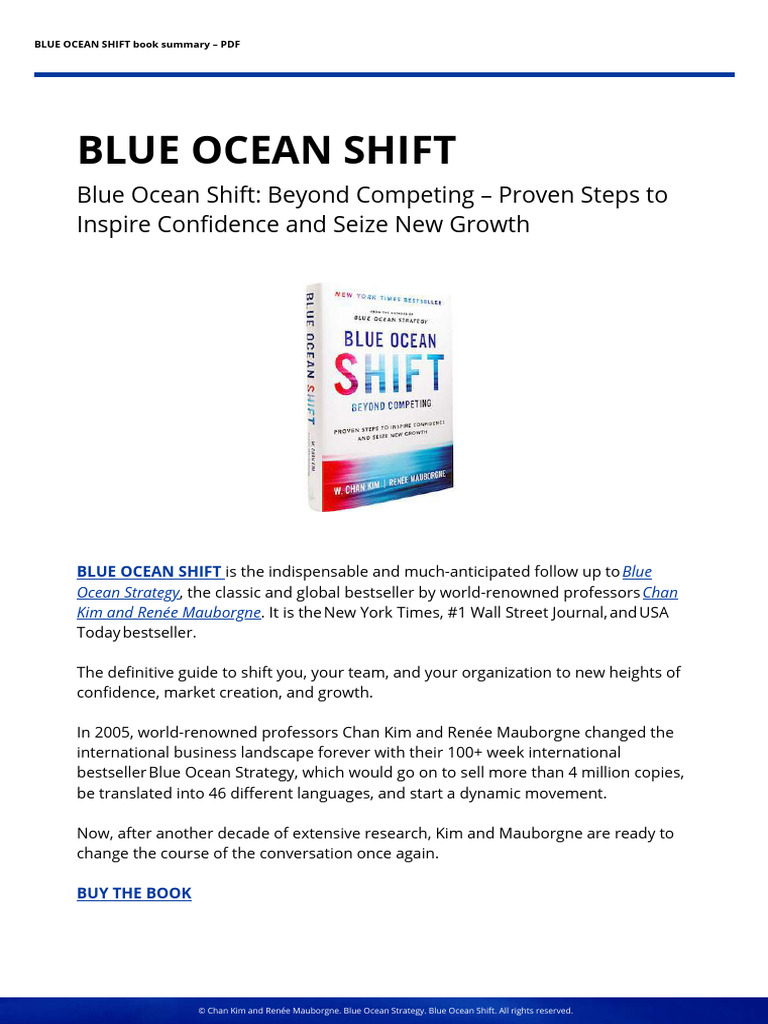 BLUE OCEAN SHIFT Book Summary | PDF | Business | Economies