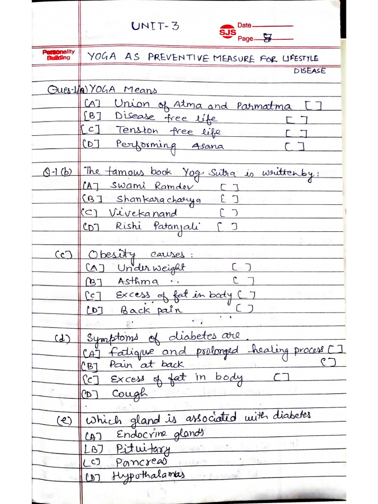 Class XII Phy Edu MA MS Unit 3 Yoga | PDF