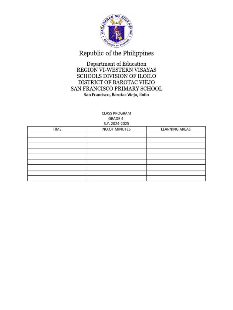 Grade 4 Class Program 2024-2025 | PDF