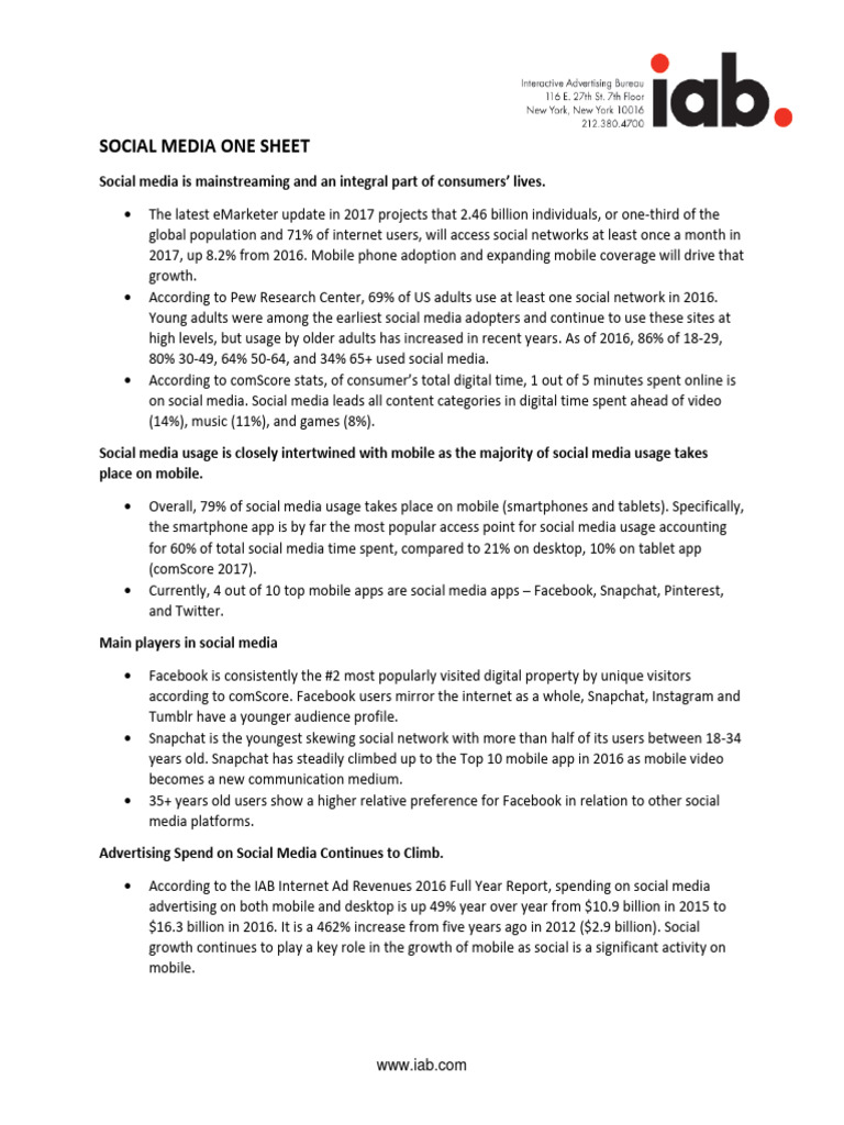 FINAL Social Media One Sheet | PDF | Popular Culture & Media Studies ...
