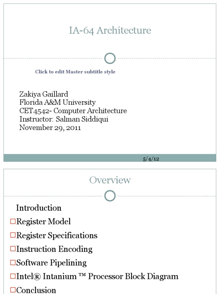 IA-64 Architecture Presentation | PDF | Instruction Set | Parallel ...