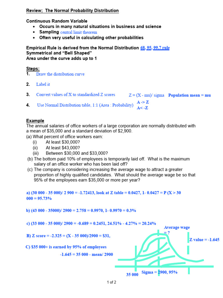BUS 336 Normal Probability Distribution | PDF | Probability Distribution | Normal Distribution