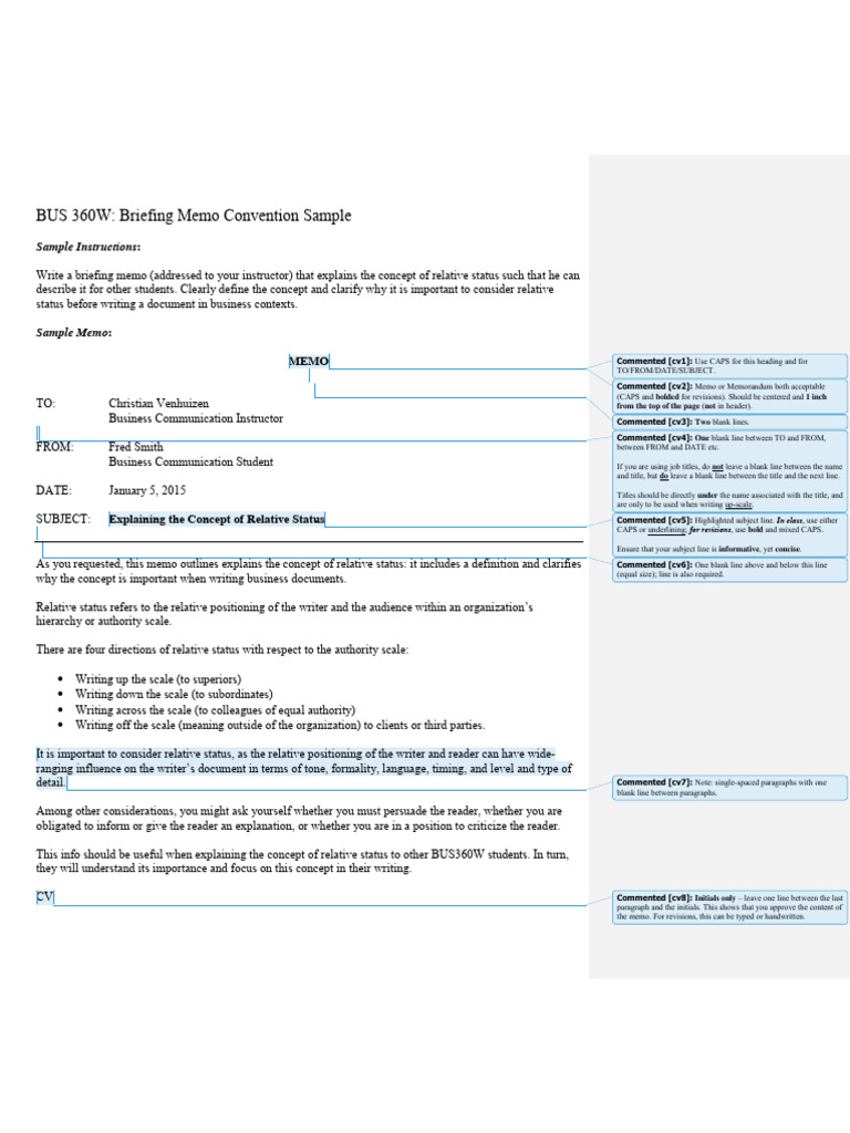 Briefing Memo Conventions | PDF | Memorandum | Human Communication