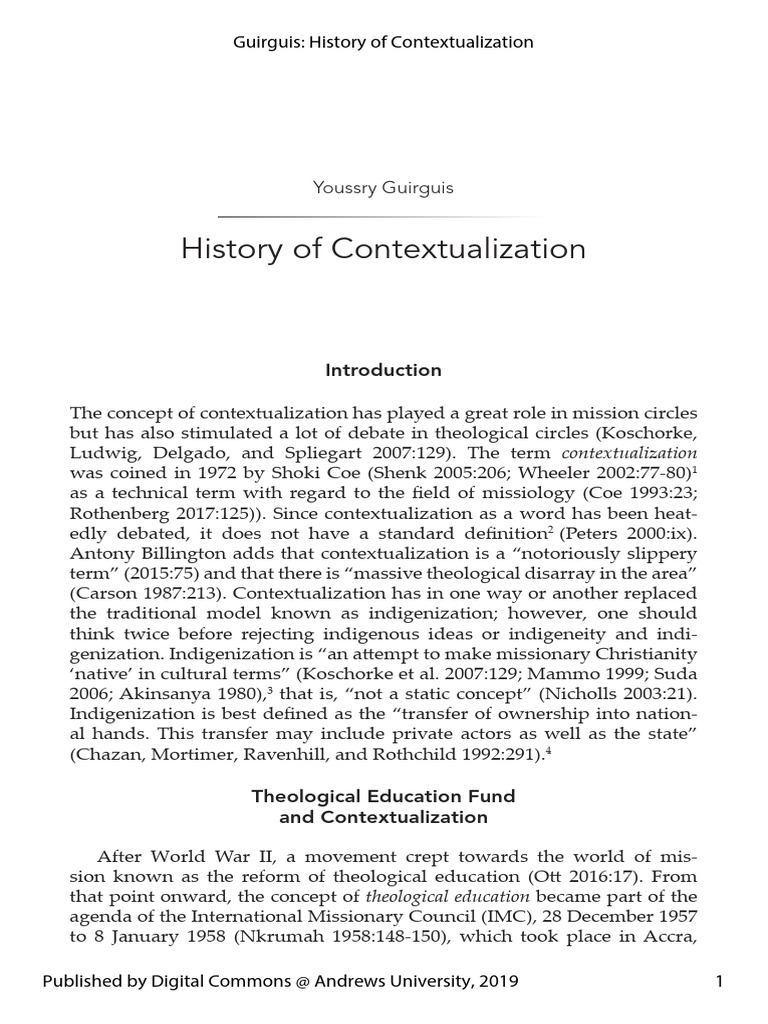 History of Contextualization | PDF | Bible | Learning