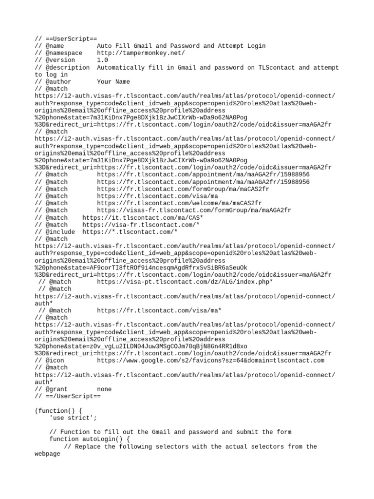 Auto Fill Tls Contact Gmail and Password and Attempt Login | PDF ...