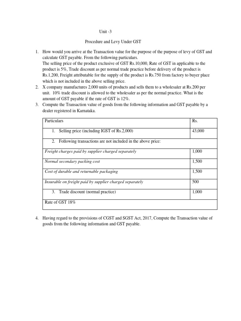GST Problems On Transaction Value | PDF | Value Added Tax | Prices