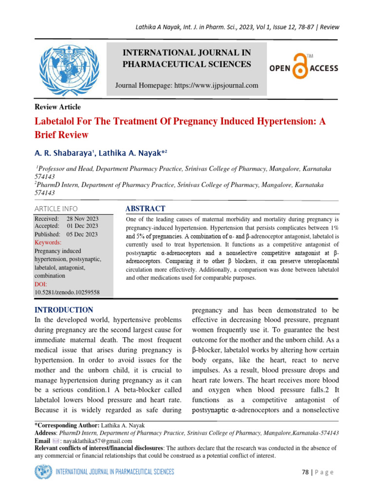 Labetalol For The Treatment of Pregnancy | PDF | Hypertension | Blood ...