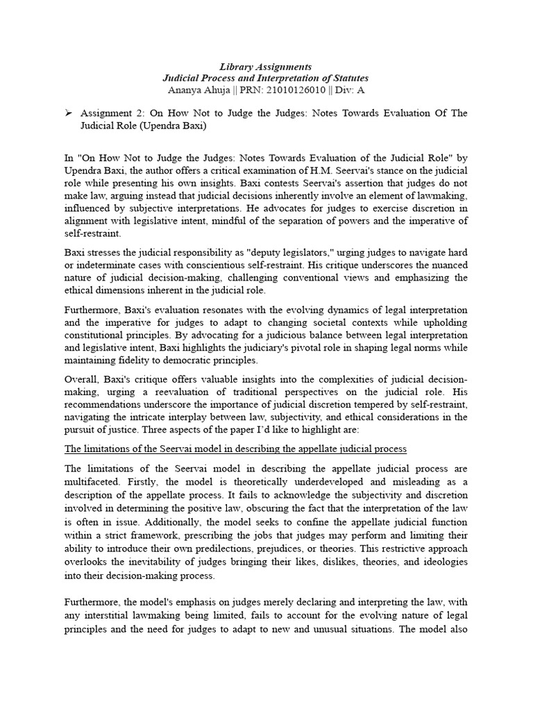 Library Assignment 2 | PDF | Separation Of Powers | Judiciaries