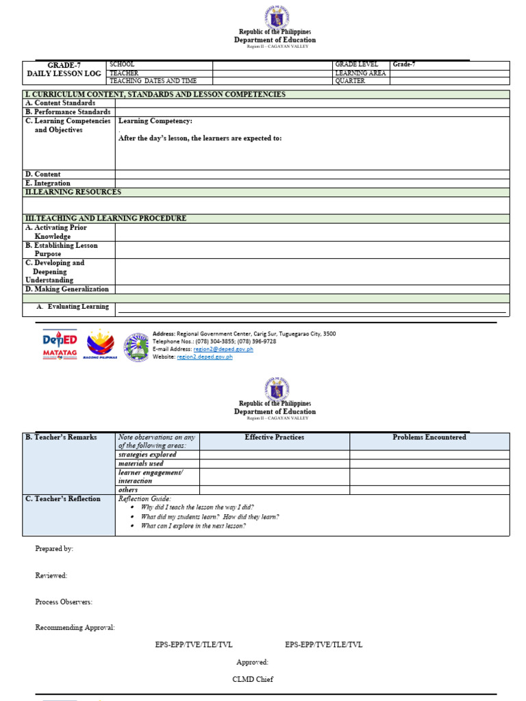 MATATAG DLL Blank Template | PDF | Learning | Cognitive Science