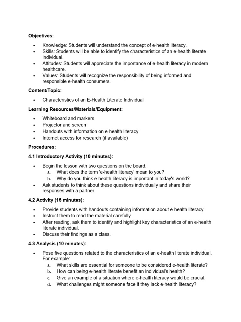 Characteristics of An E-Health Literate Individual | PDF | Social Media ...
