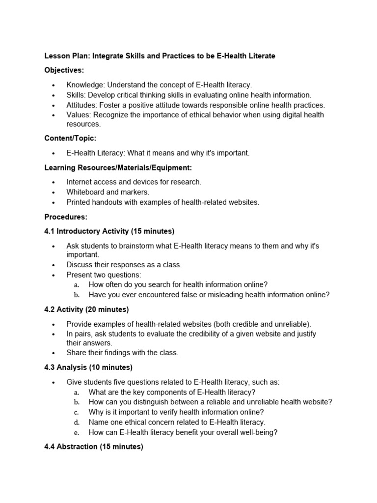 E-Health Literacy What It Means and Why It's Important | PDF | Literacy ...