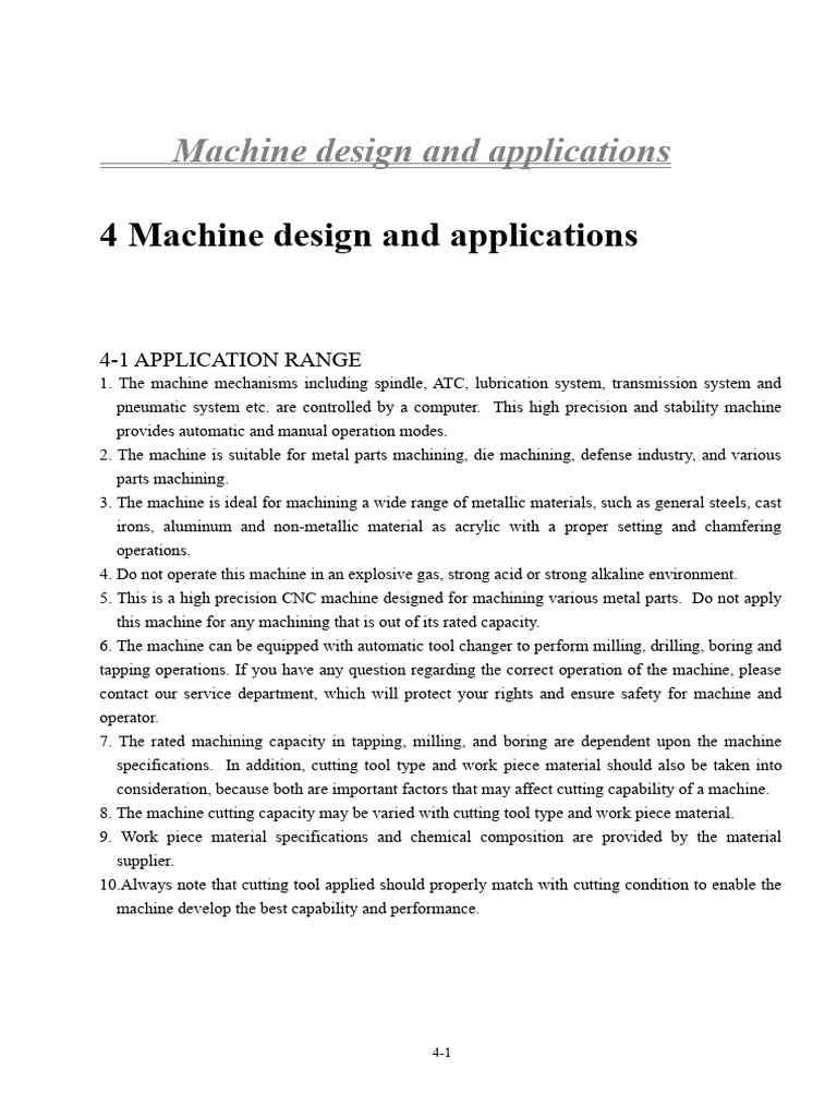 CNC Machine Specifications Overview | PDF | Machining | Machines