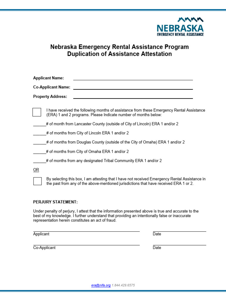 Nebraska Emergency Rental Assistance Form | PDF
