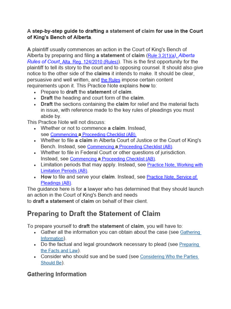 How To Draft A Statement of Claim | PDF | Legal Remedy | Damages