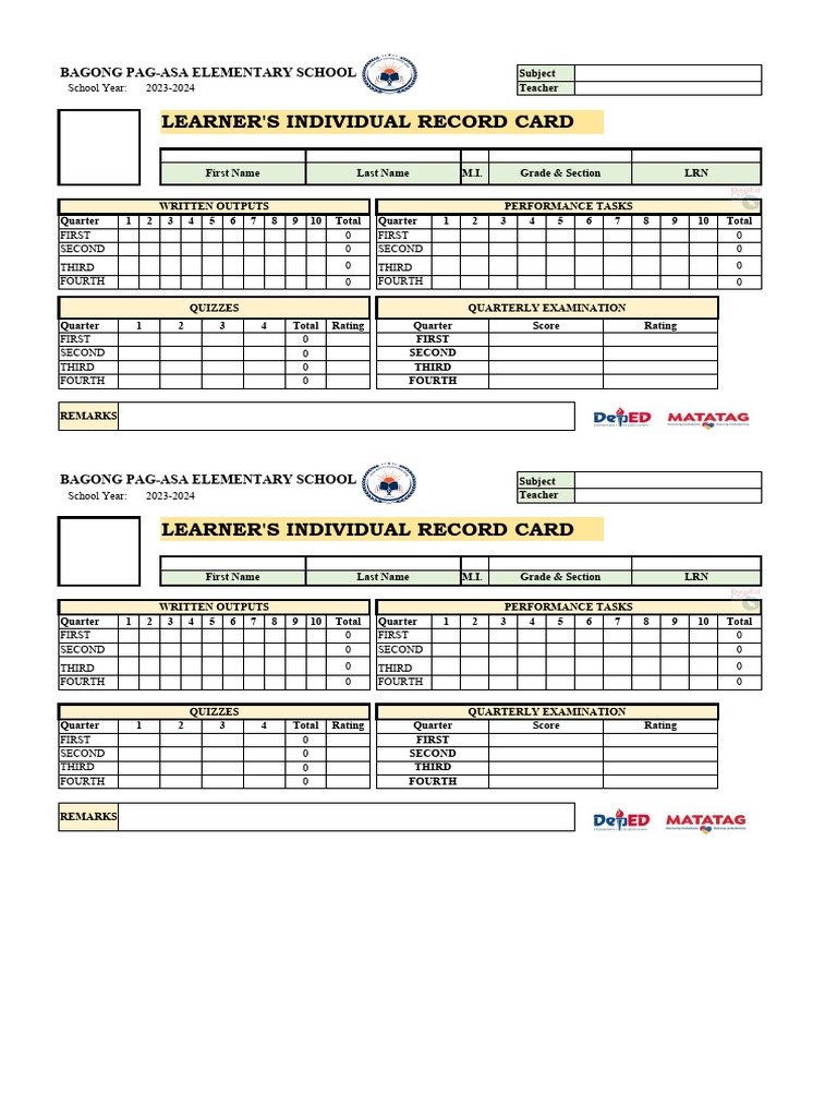 Learner's Individual Record Card - V-Dove | PDF | Learning | Cognition