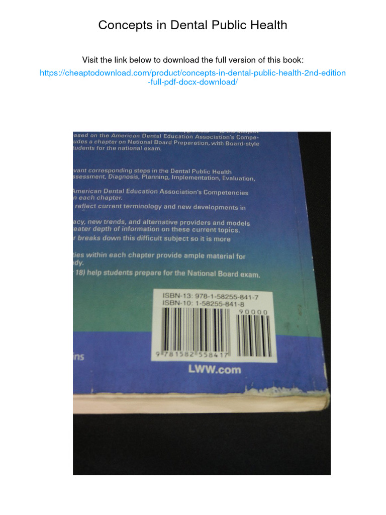 Final ScribdConcepts in Dental Public Health. ISBN 9781582558417, 978 ...