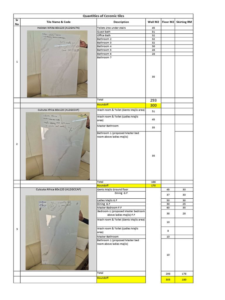 Villa Tiles Details | PDF | Bathroom | Buildings And Structures