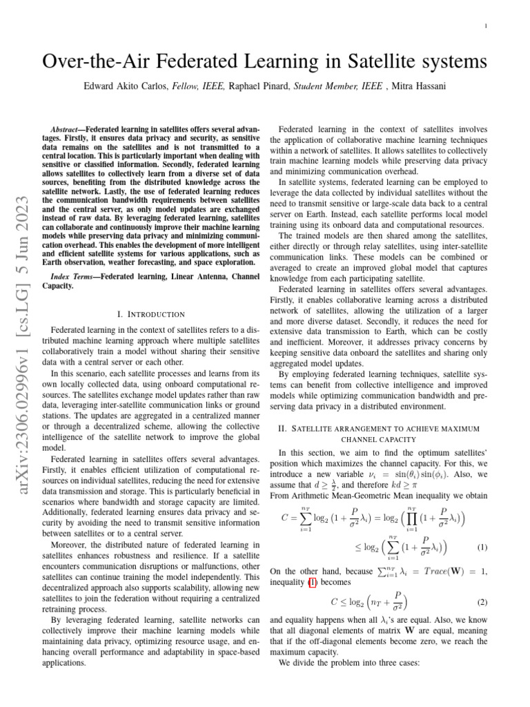 Over-the-Air Federated Learning in Satellite Systems | PDF | Technology ...