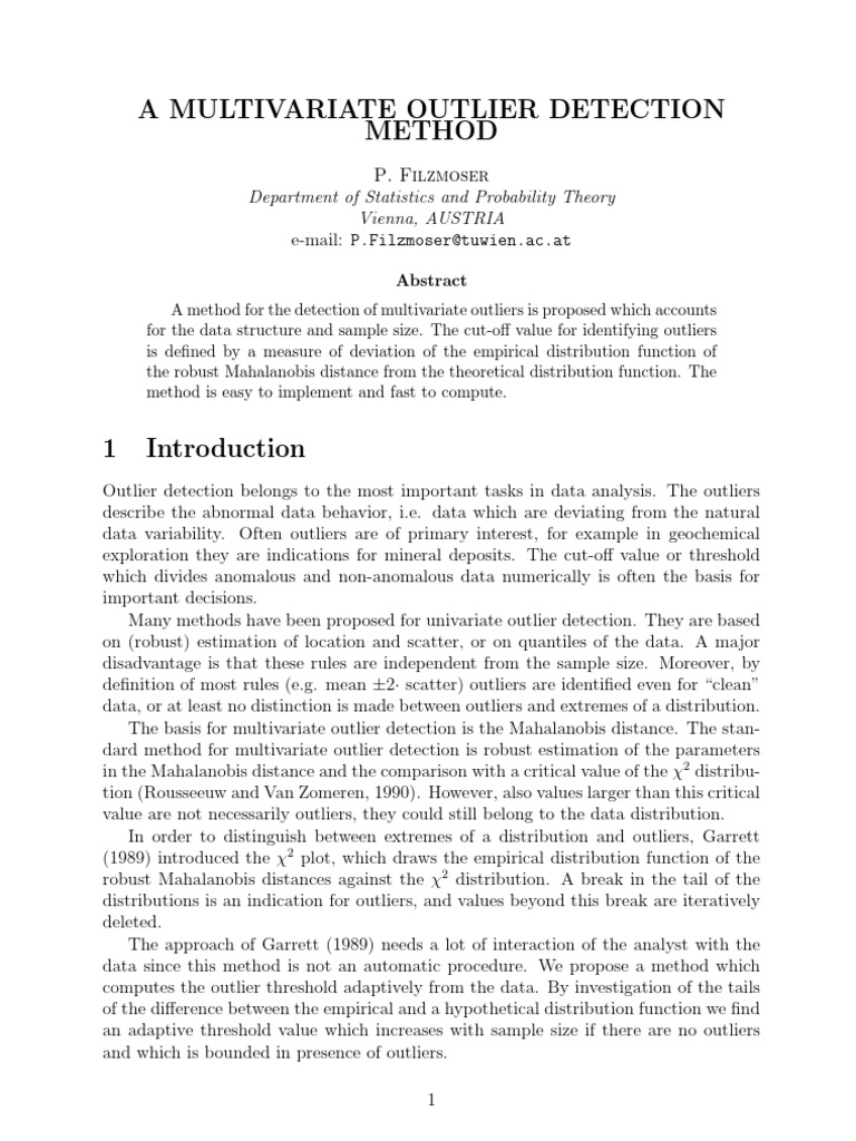 A Multivariate Outlier Detection Method | PDF | Robust Statistics | Outlier