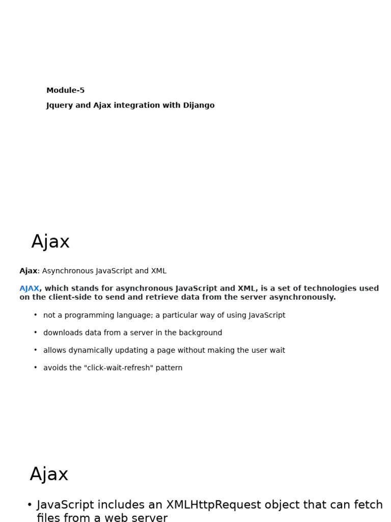 FSD Module5 PPT | PDF | Ajax (Programming) | J Query FSD Module5 PPT | PDF | Ajax (Programming) | J Query