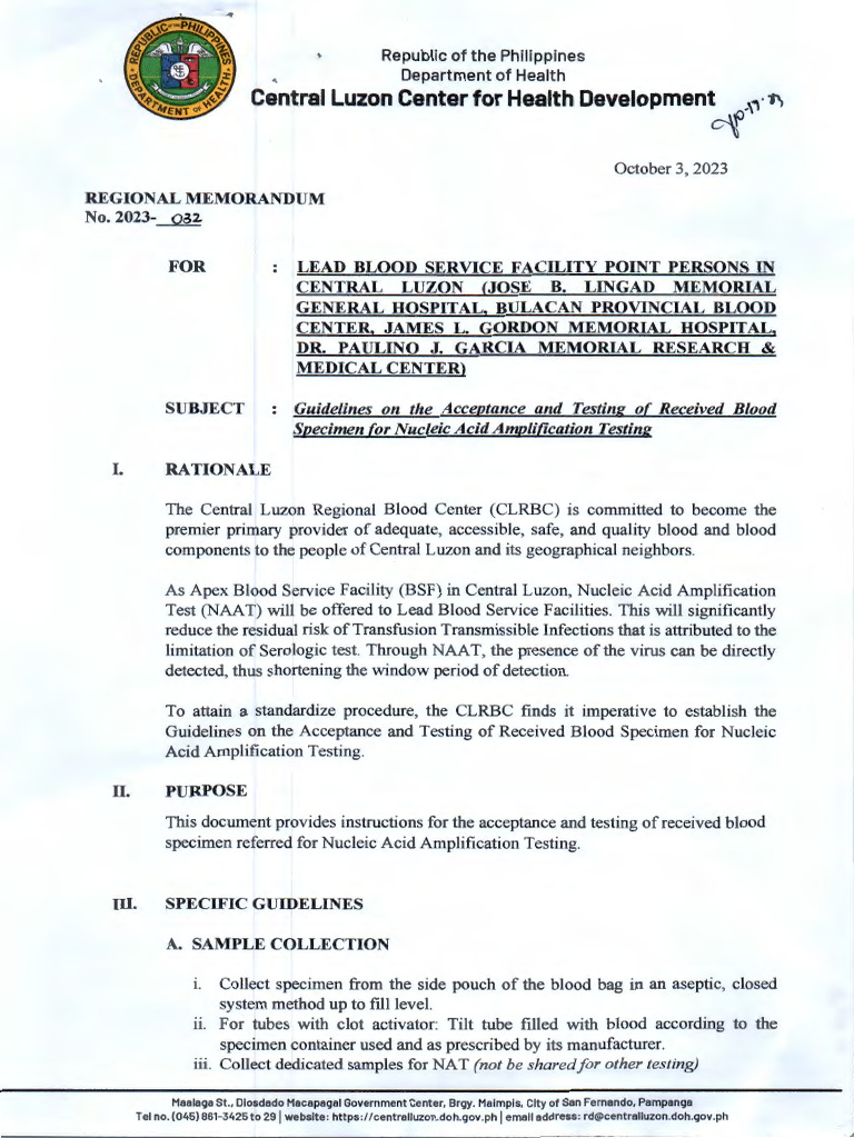 RM No 2023-032 Guideliness On The Acceptance and Testing of Received ...