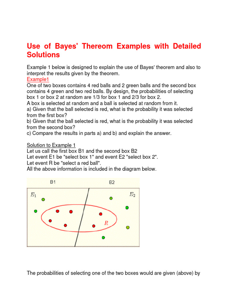 Bayes' Theorem: Ball and Disease Examples | PDF | Probability Theory ...