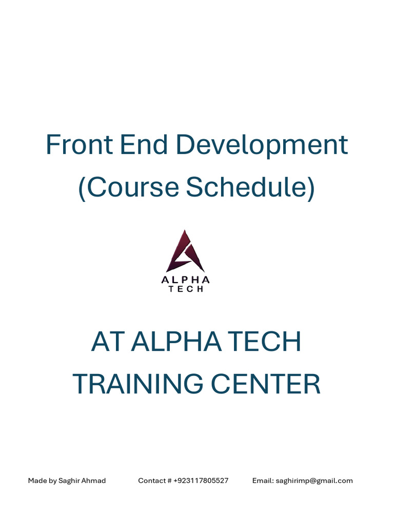 Front End Development Course Schedule | PDF | Html Element | Html