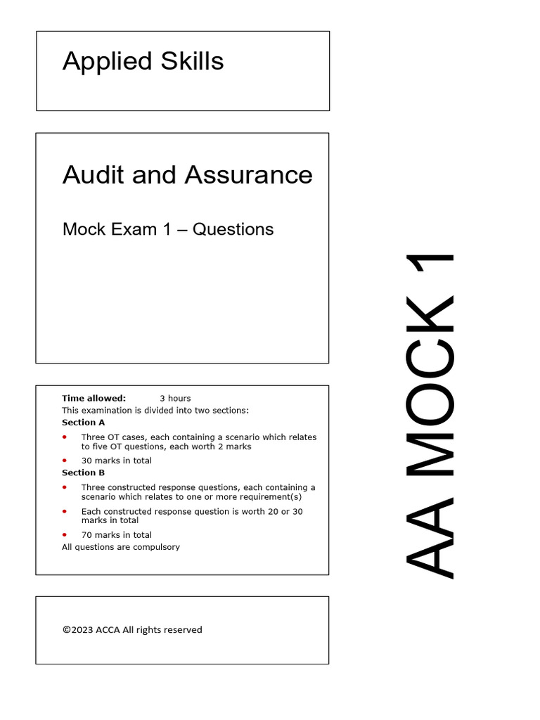 2023-24 - AA-Mock 1-Qs | PDF | Auditor's Report | Going Concern 2023-24 - AA-Mock 1-Qs | PDF | Auditor's Report | Going Concern