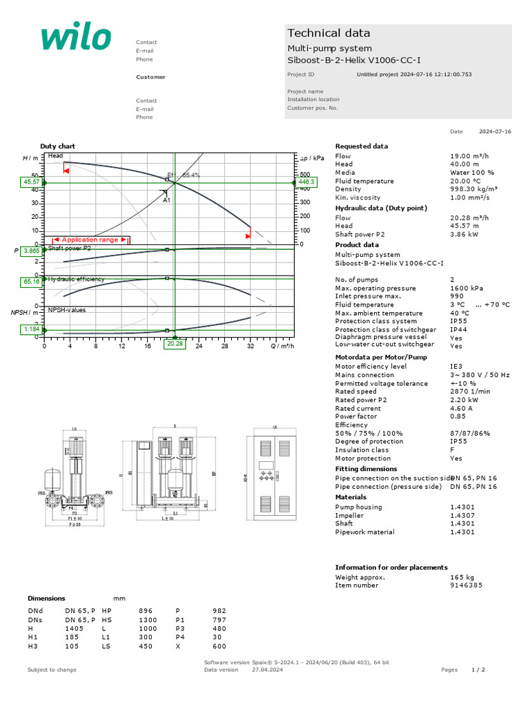 Data - Sheet - Siboost B 2 Helix - V1006 CC I | PDF | Pump | Chemical ...