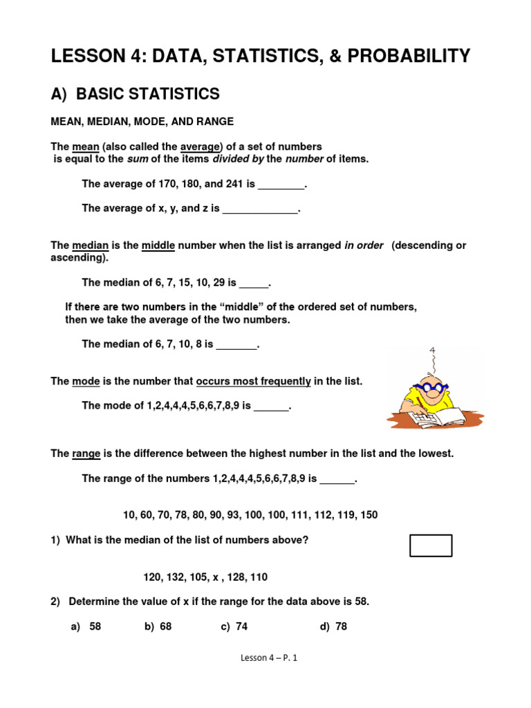 4 - Math 5003 Lesson 4 | PDF | Mean | Mathematics