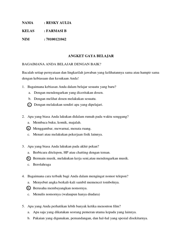 Resky Aulia - Angket Kti | PDF