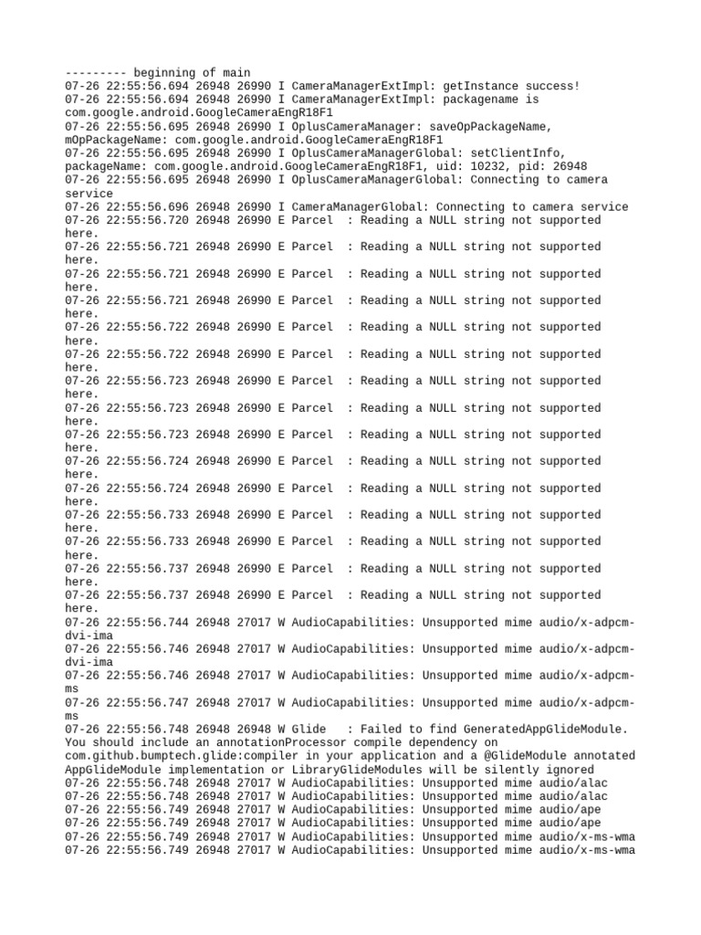 Camera Service Connection Logs | PDF | Software | Computing