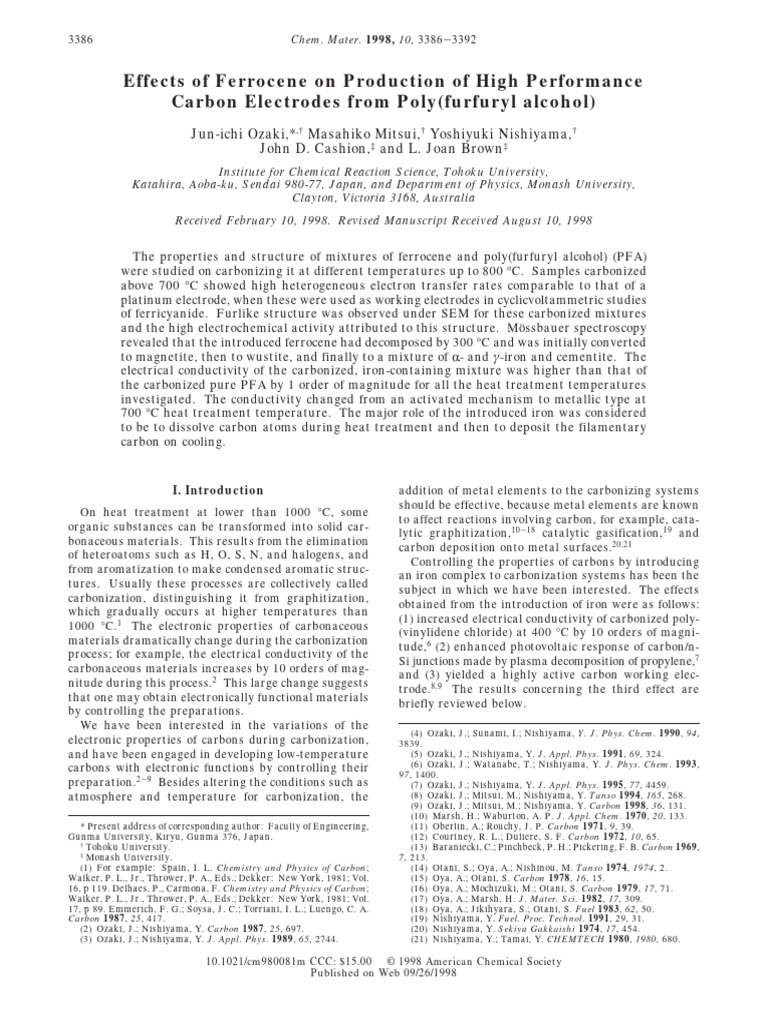 1998-9 ACS - Effects of Ferrocene On Production of High Performance | PDF | Redox | Electrical ...