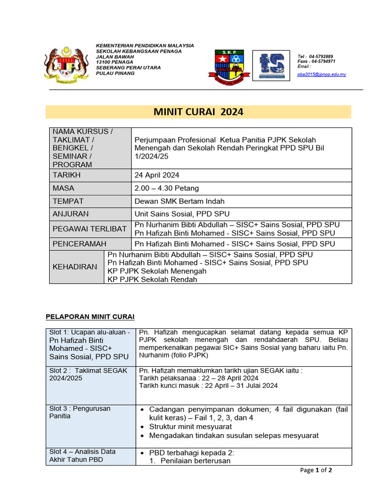 Minit Curai PJPK | PDF