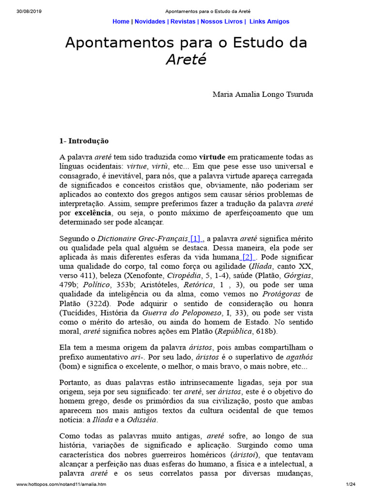 Apontamentos para o Estudo Da Areté | PDF | Ilíada | Aquiles