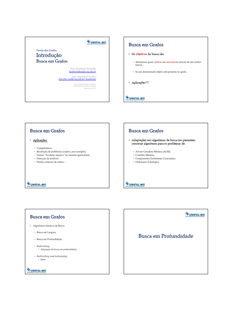 Aula 04 Busca em Grafos | PDF | Teoria dos Gráficos | Vértice (teoria ...