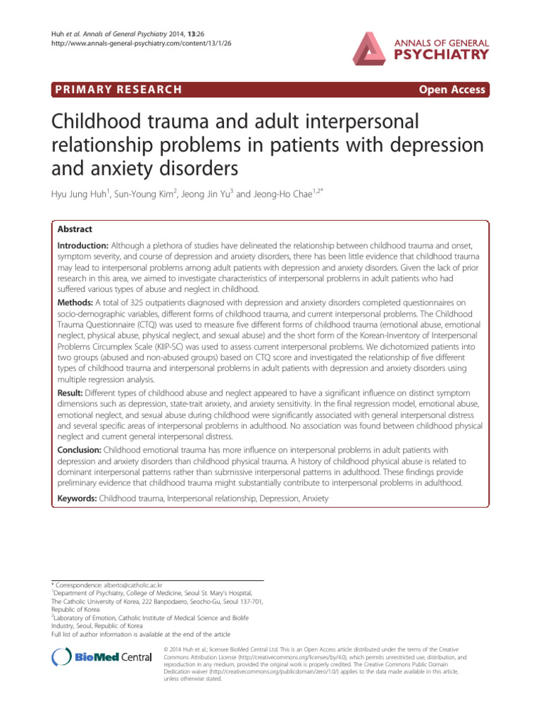 Childhood Trauma and Adult Interpersonal | PDF | Mental Disorder ...