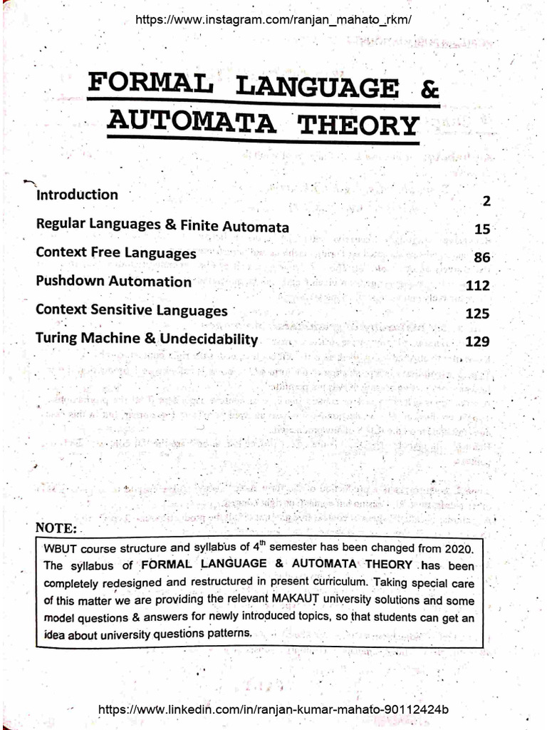 Formal Language and Automata | PDF | Models Of Computation | Formal Methods