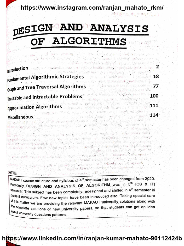 Design and Analysis of Algorithms | PDF | Algorithms And Data Structures | Theoretical Computer ...