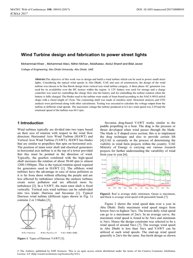 Wind Turbine Design and Fabrication To Power Stree | PDF | Wind Turbine ...
