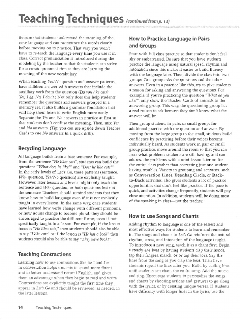 Games & Teaching Techniques | PDF