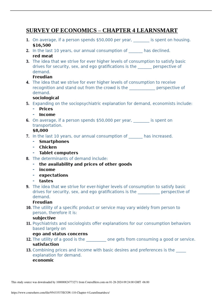 ECON 110 Chapter 4 LearnSmart | PDF | Demand | Elasticity (Economics)